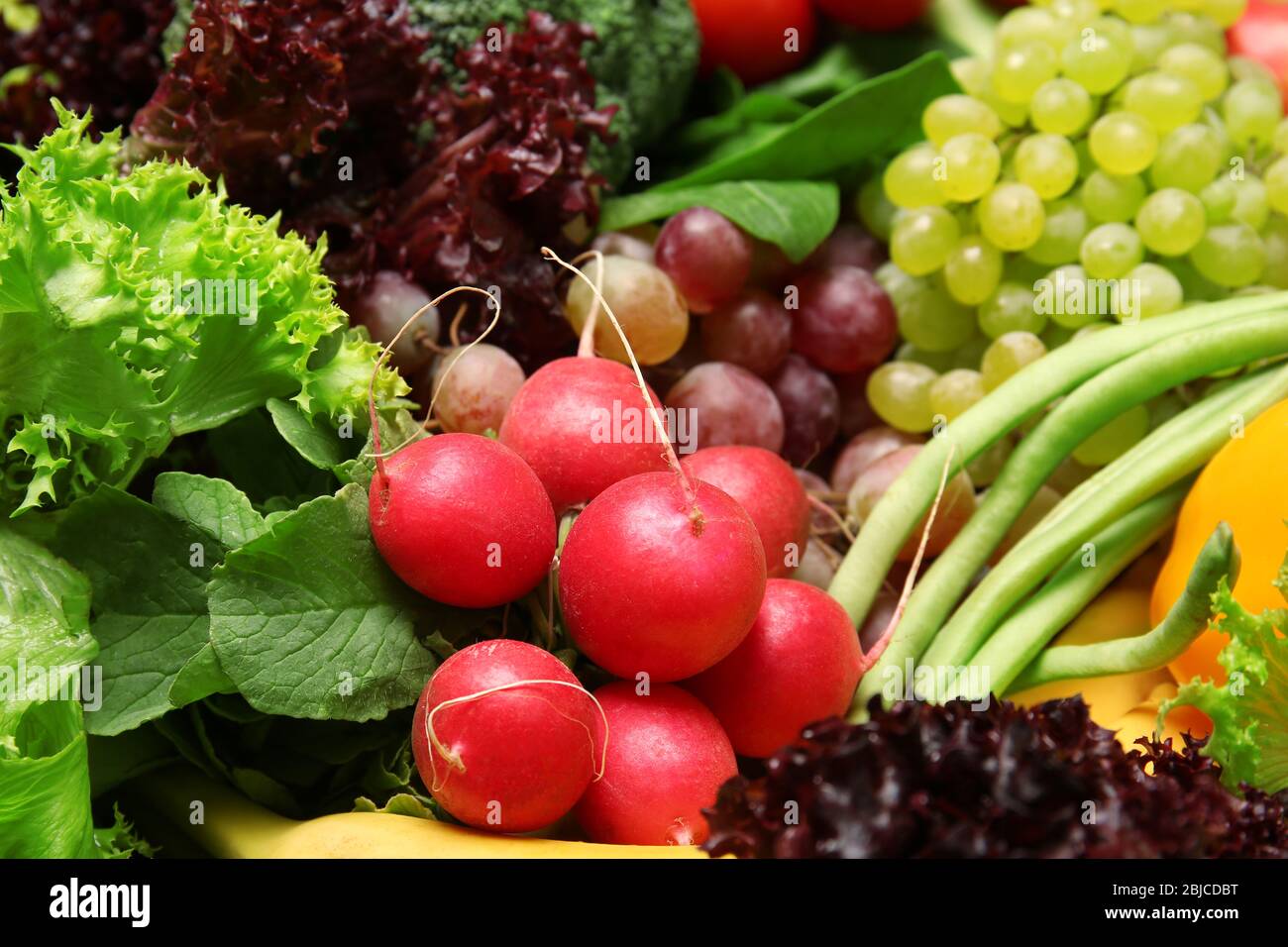 Fruits and vegetables background, closeup Stock Photo - Alamy