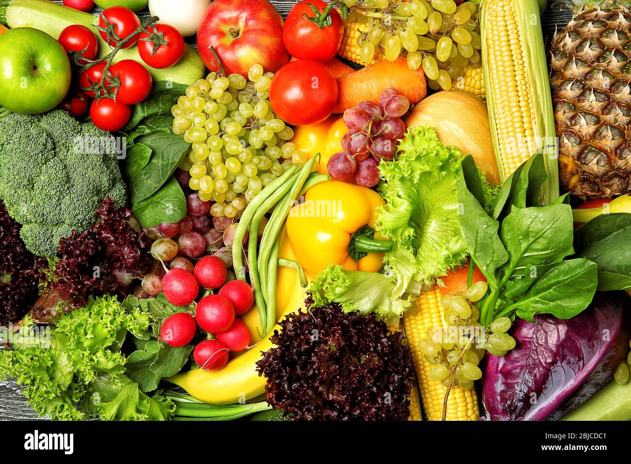 Fruits and vegetables background, closeup Stock Photo - Alamy