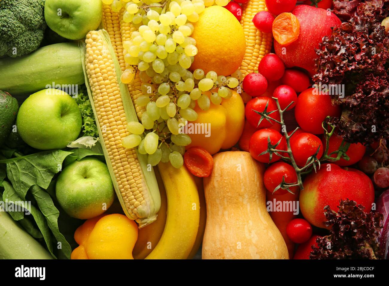 Fruits and vegetables background, closeup Stock Photo - Alamy