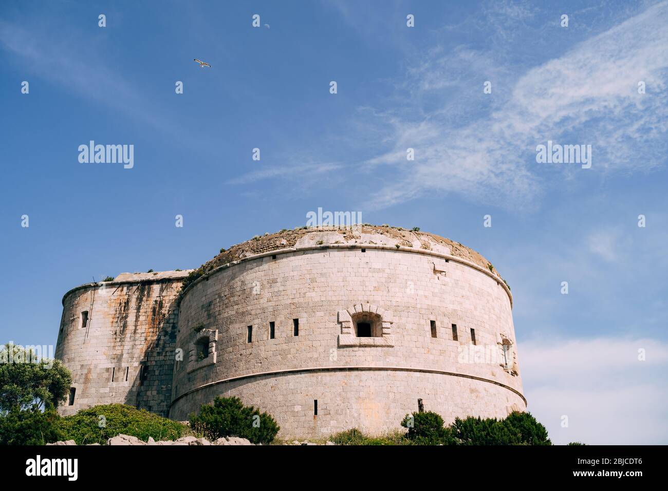 The ancient Austro-Hungarian fort Arza at the entrance to the Bay of ...