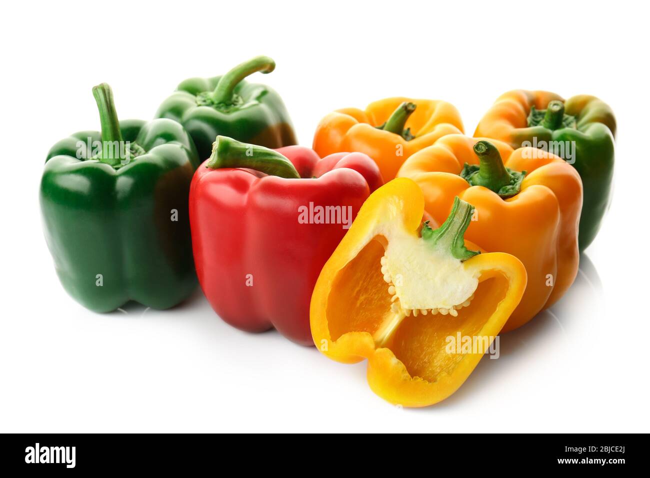 Fresh ripe bell pepper on white background Stock Photo - Alamy