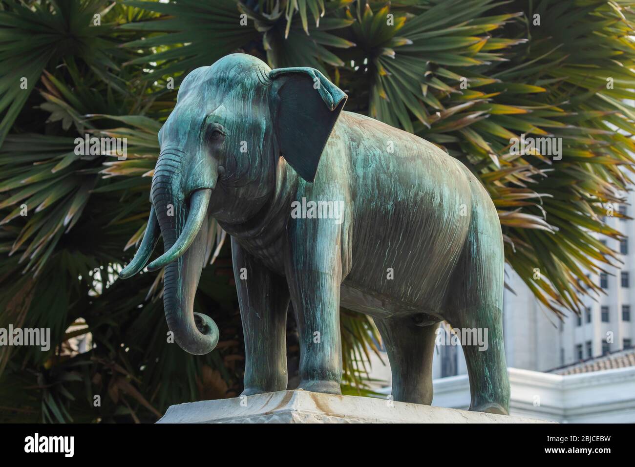 Jakarta, Indonesia - July 14, 2019: View of the bronze statue of an ...