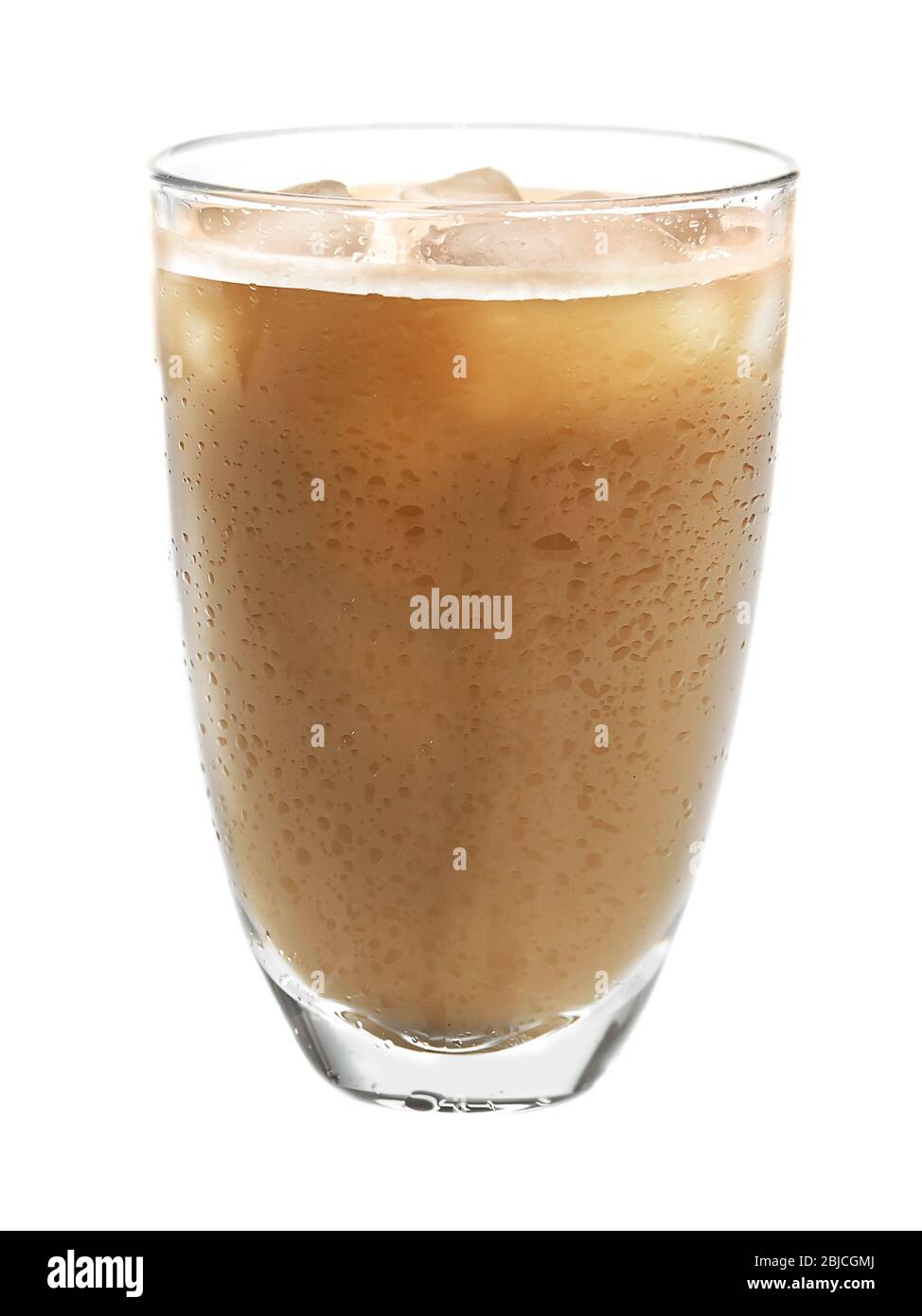 Glass of cold coffee on white background Stock Photo - Alamy