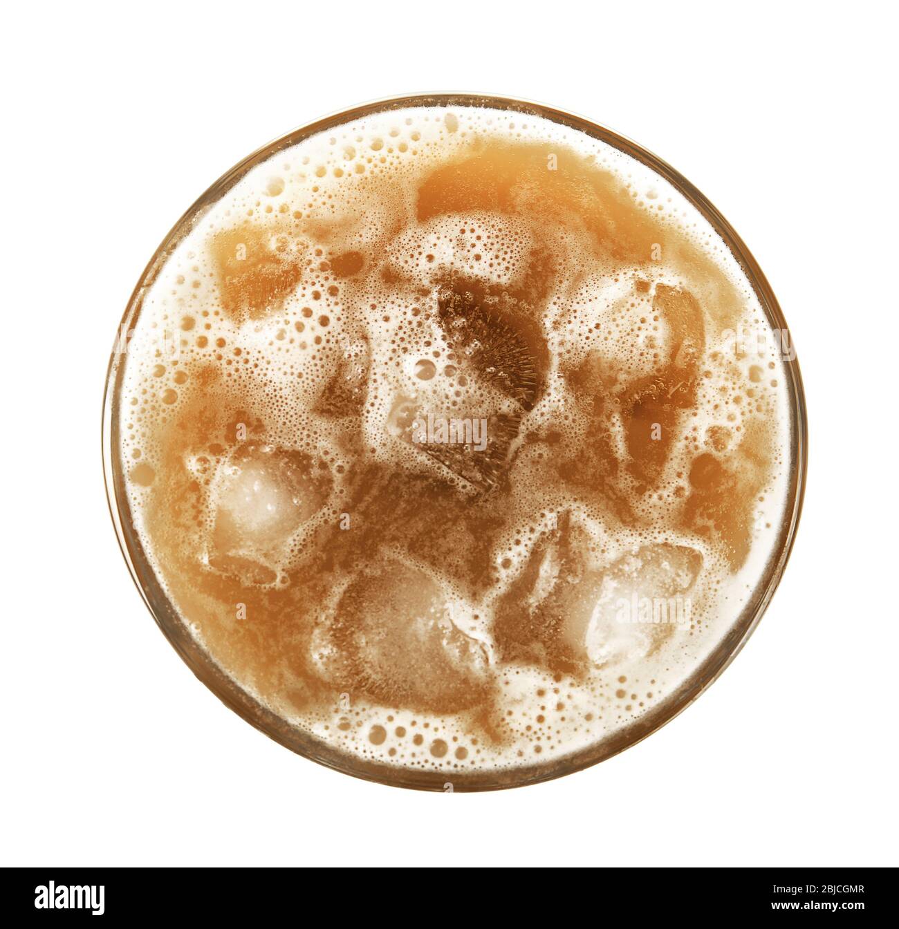 Glass of cold coffee on white background Stock Photo - Alamy