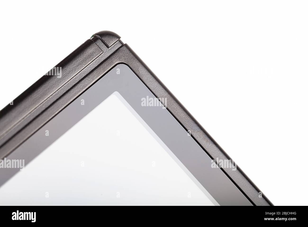 Black pocket game console blank screen edge, corner, display closeup ...