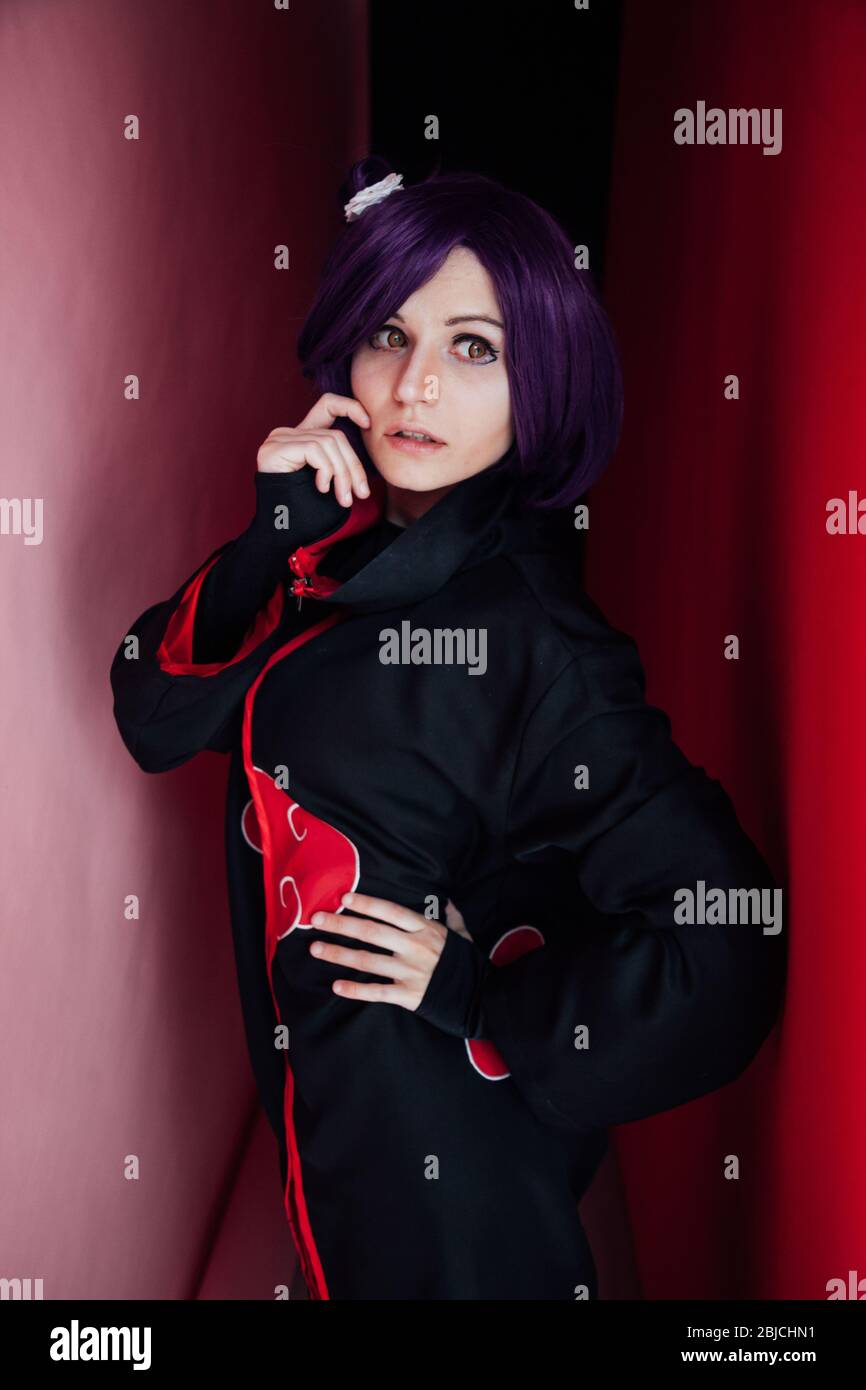 Beautiful woman anime cosplayer with purple hair Japan Stock Photo - Alamy