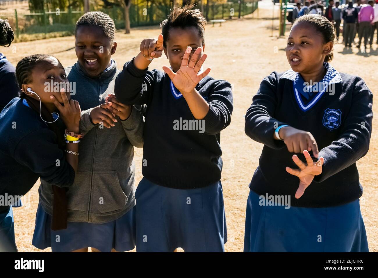 Johannesburg, South Africa - June 19, 2014: Diverse African high school ...