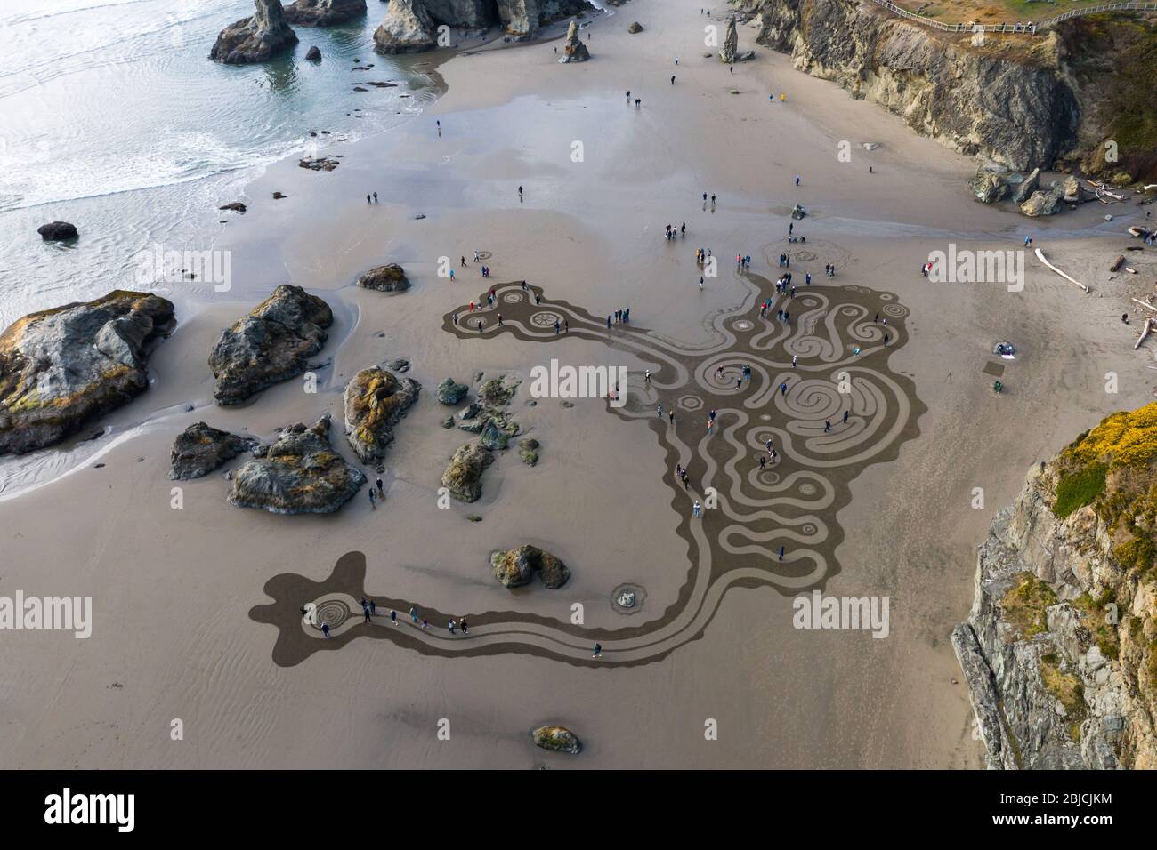 Bandon by the Sea, Oregon / USA - March 07 2020: People walking the ...