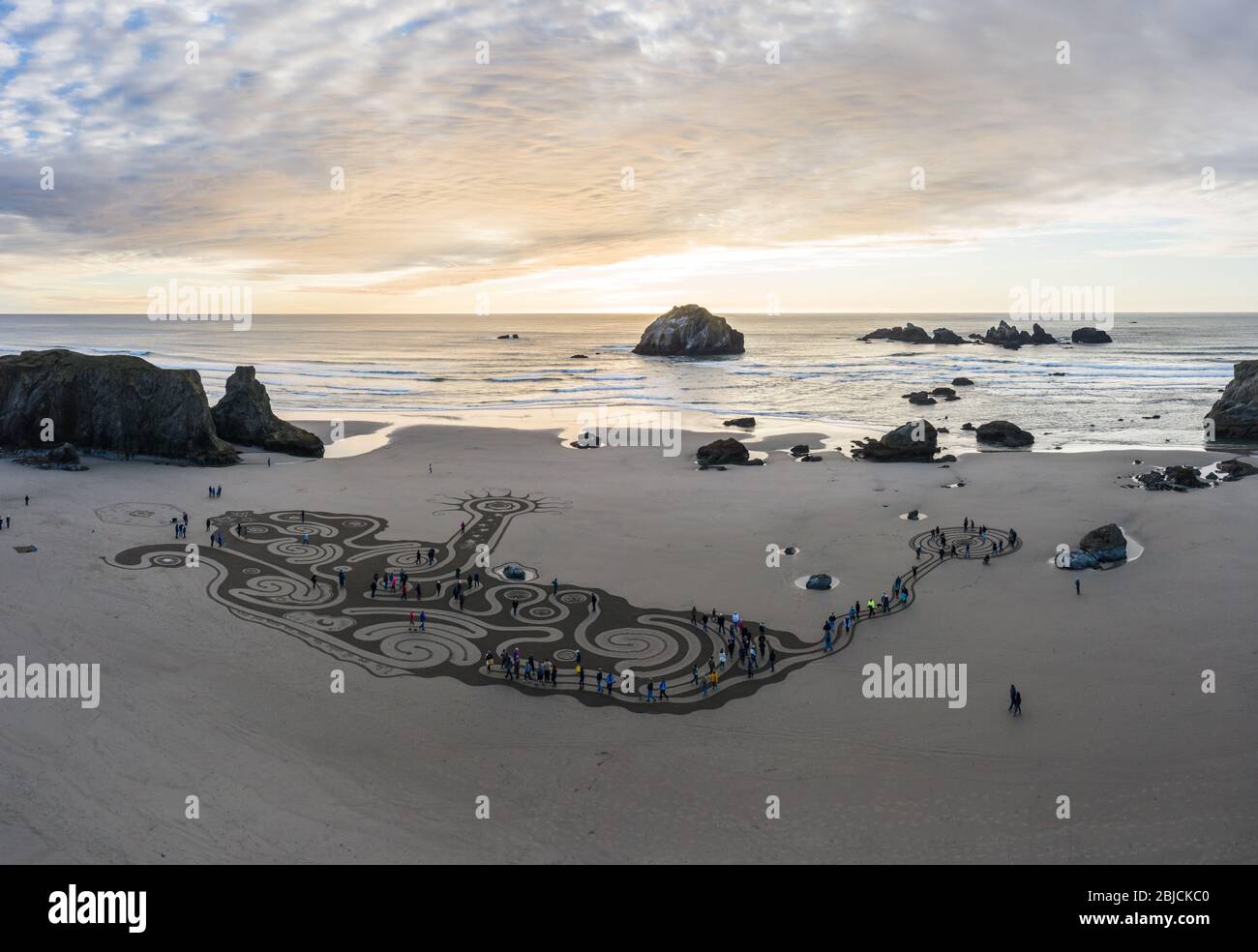 Bandon by the Sea, Oregon / USA - March 08 2020: People at sunset ...