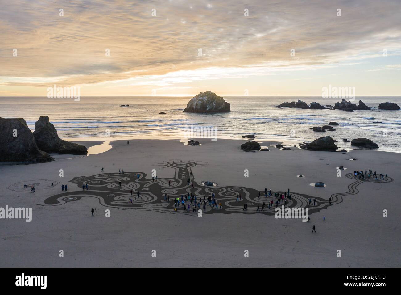 Bandon by the Sea, Oregon / USA - March 08 2020: People at sunset ...