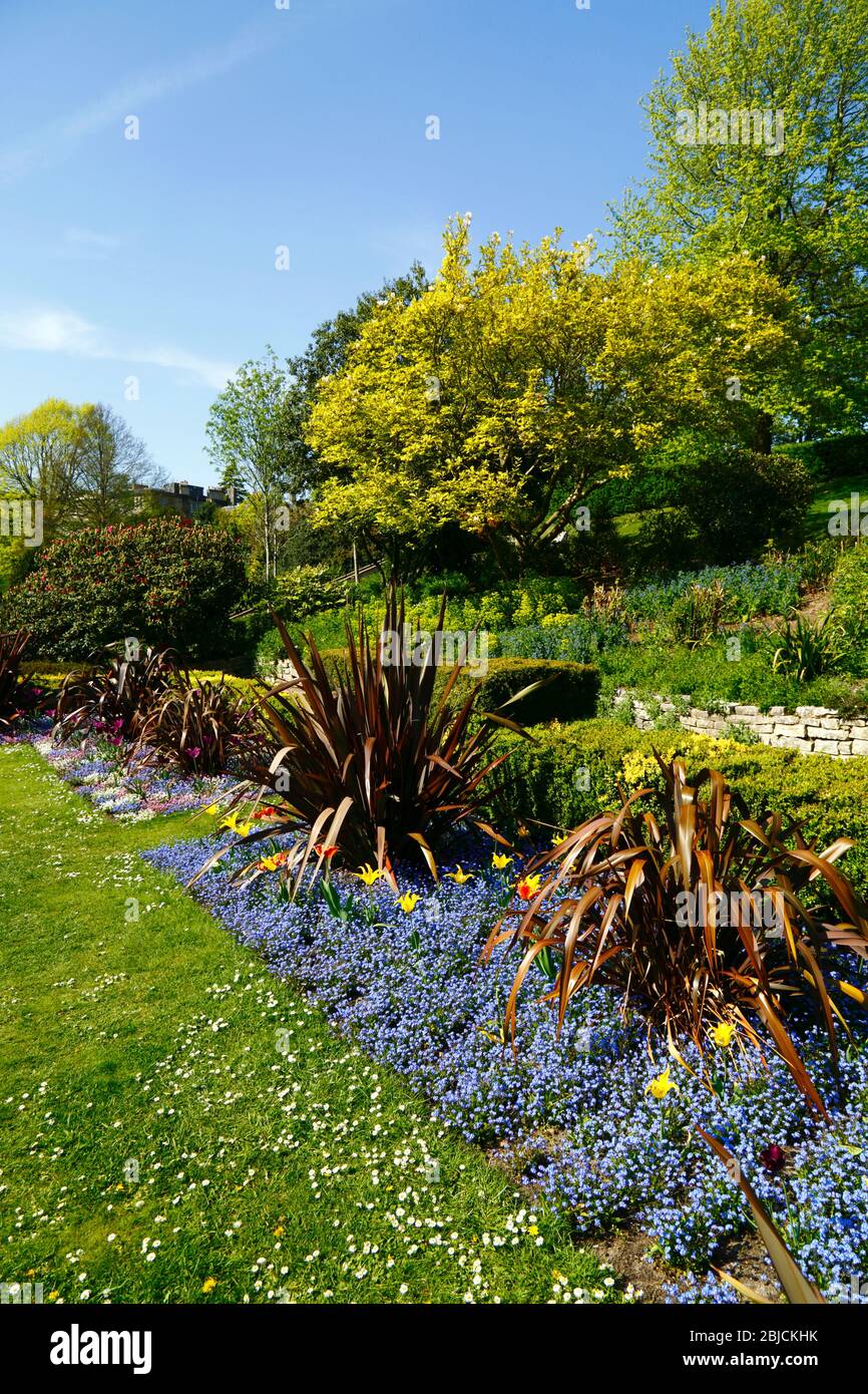 View over sunken garden in Calverley Grounds, Royal Tunbridge Wells ...