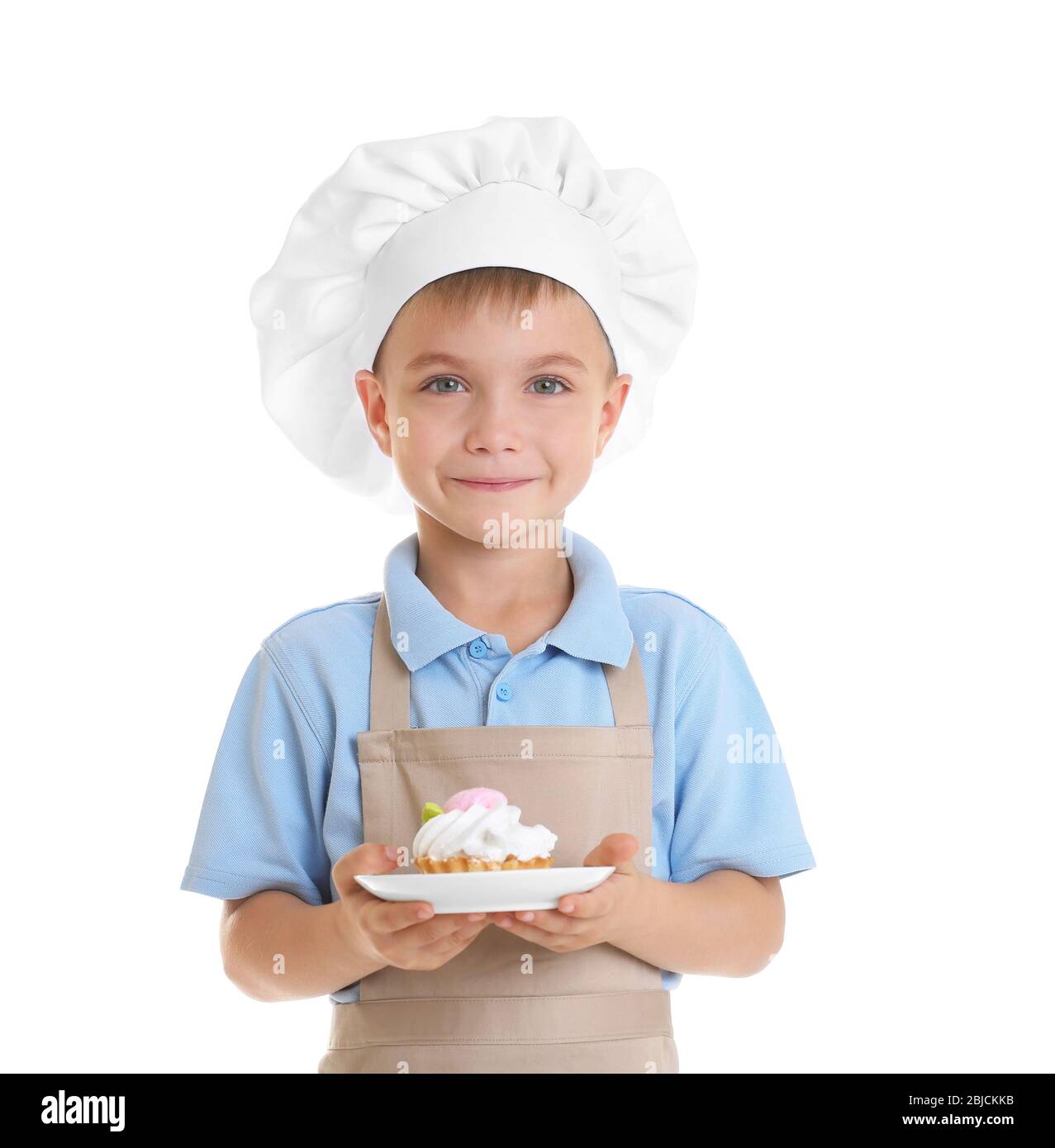 Little boy in chef hat on white background Stock Photo - Alamy