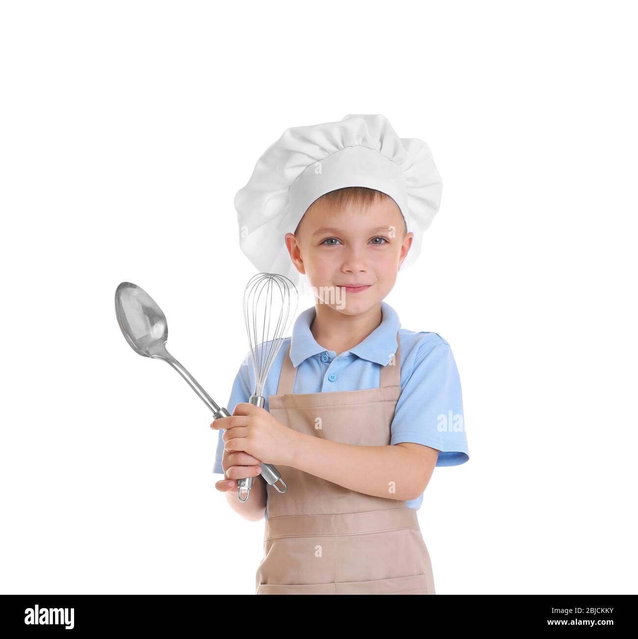 Little boy in chef hat on white background Stock Photo - Alamy