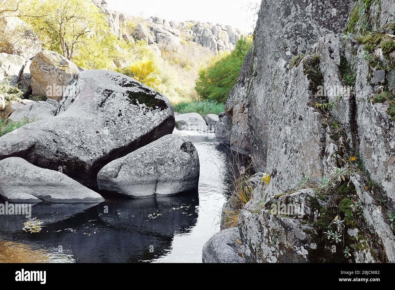 Beautiful landscape with stones and river Stock Photo - Alamy