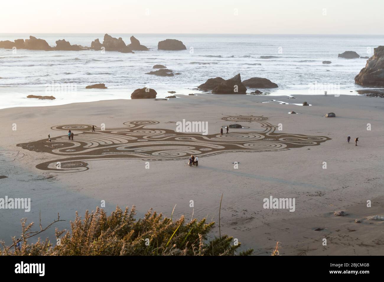 Bandon by the Sea, Oregon / USA - February 20 2020: People walking on ...