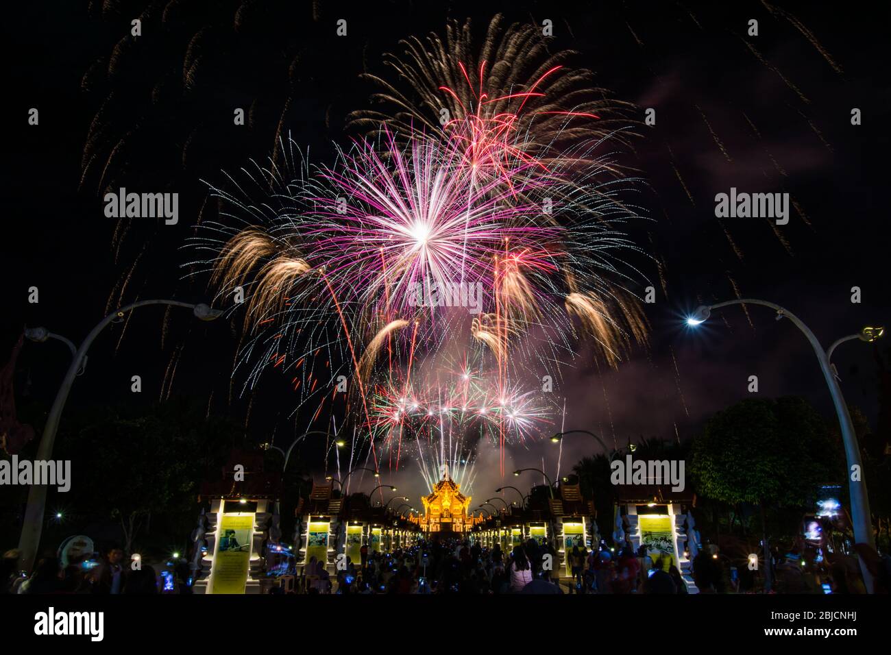 Colorful Rainbow Fireworks in the New Year 2018 Events at Royal Flora ...