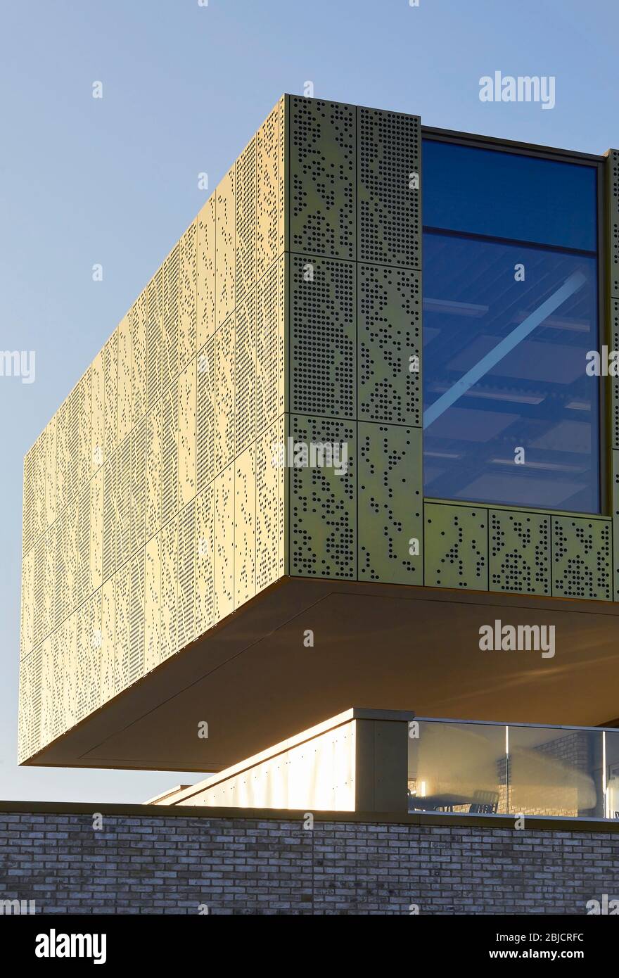 Detail of metal cladding. Mulberry Park Community Hub, Bath, United ...