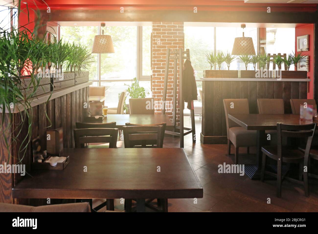 Beautiful interior of modern cafe Stock Photo - Alamy