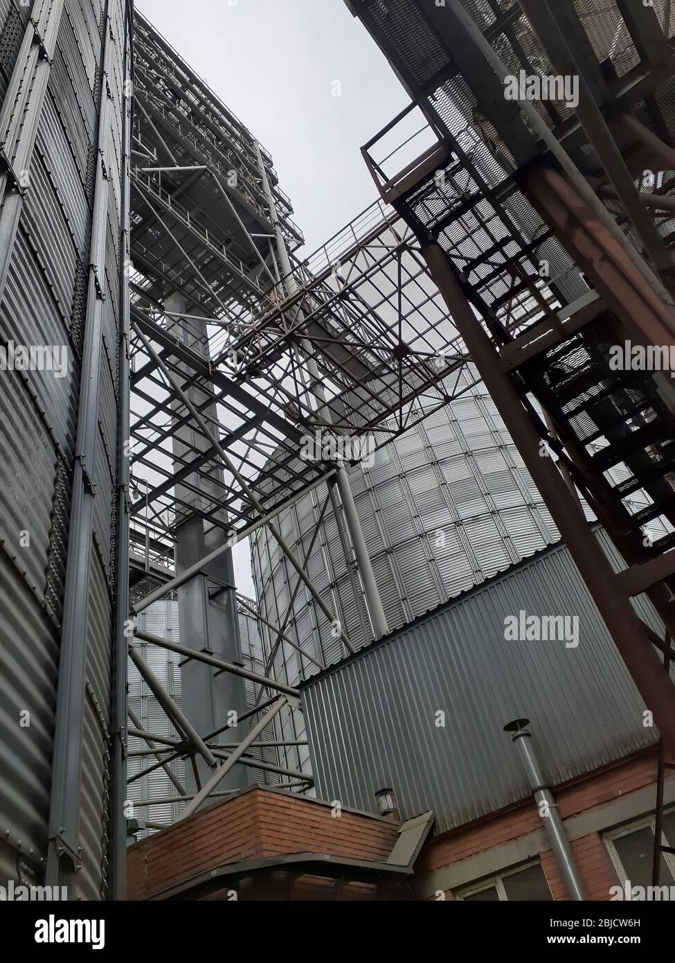 Silos for storage of grain port grain terminal. Modern warehouse for ...