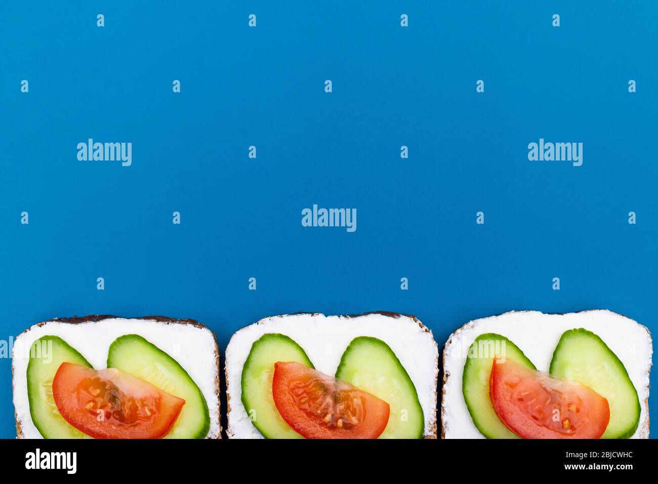 Sandwich menu concept, summer sandwiches on blue background, with copy ...