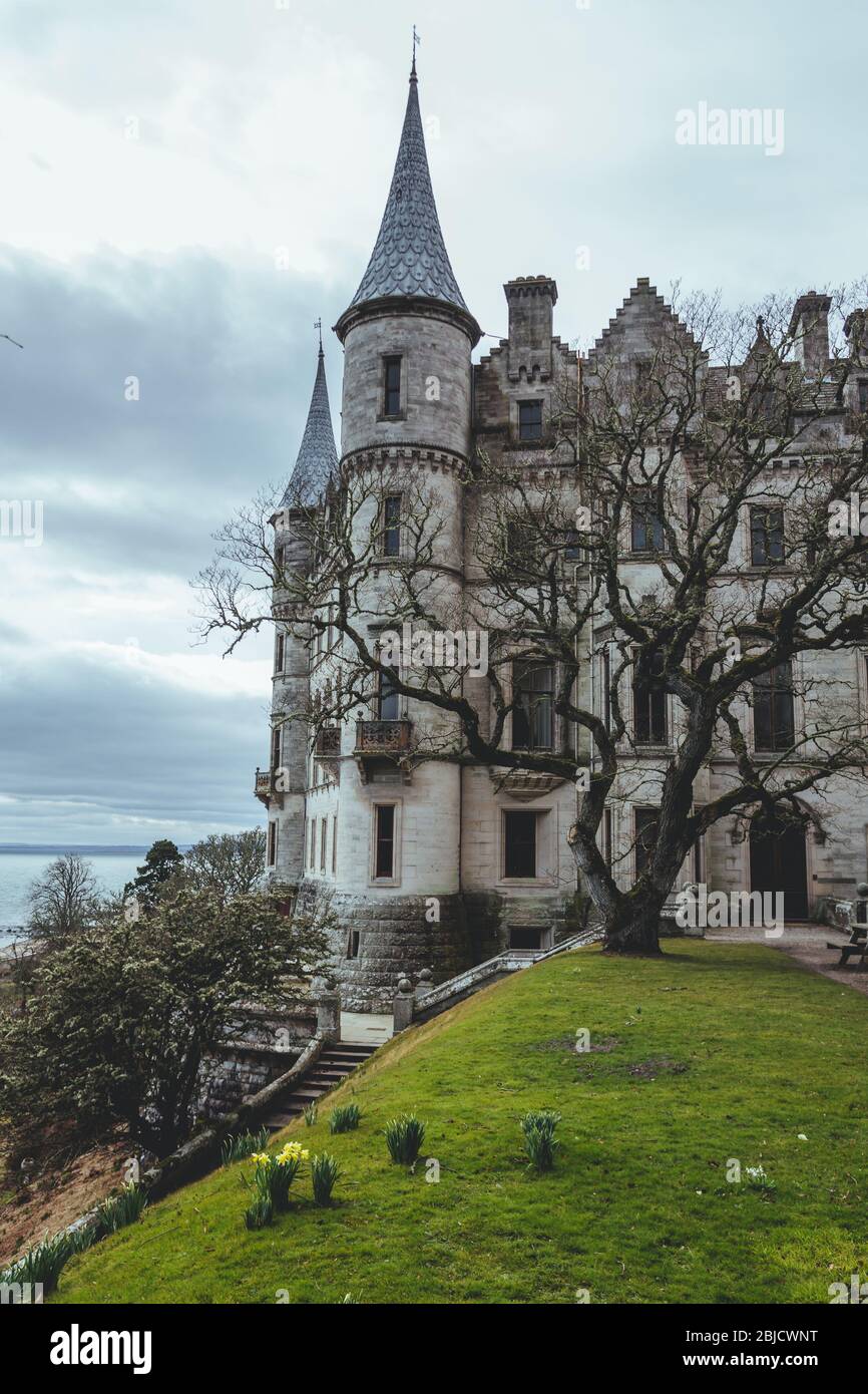 Dunrobin Castle, a stately home in Sutherland, in the Highland area of ...