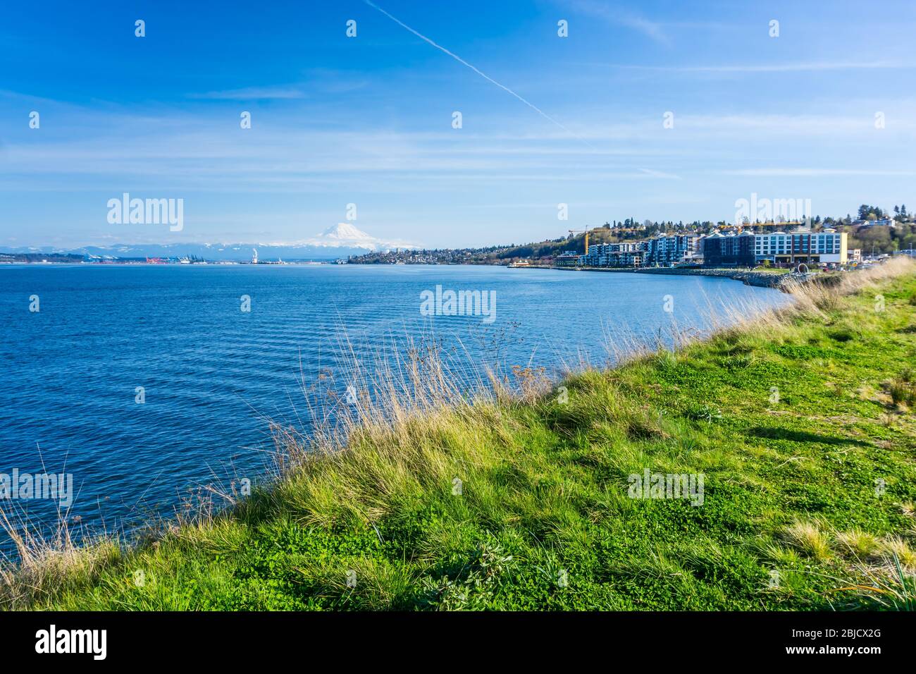 A veiw of the Ruston shoreline from Dune Penninsula Park in Washington ...