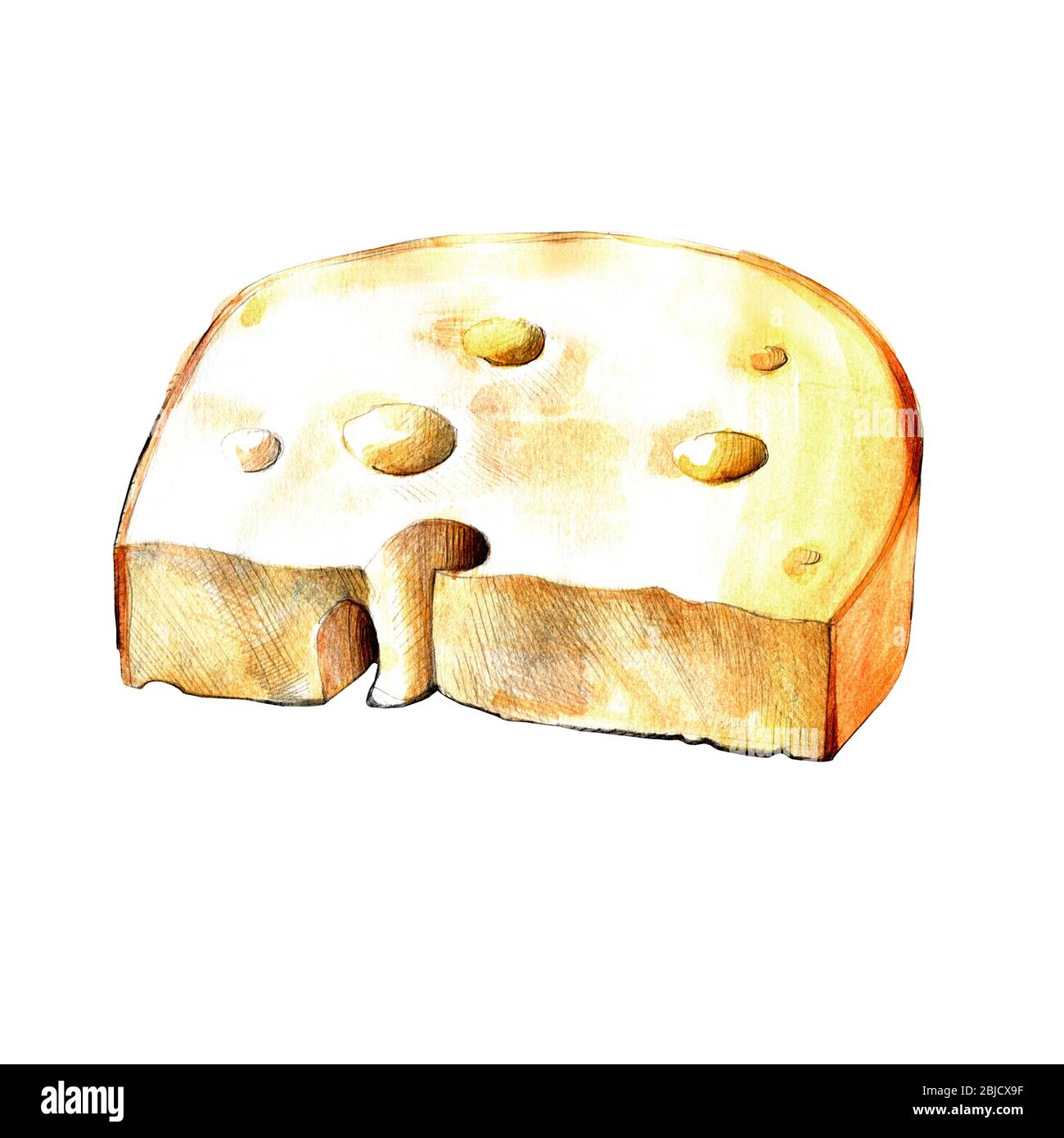 Cheese watercolor illustration on white background Stock Photo - Alamy