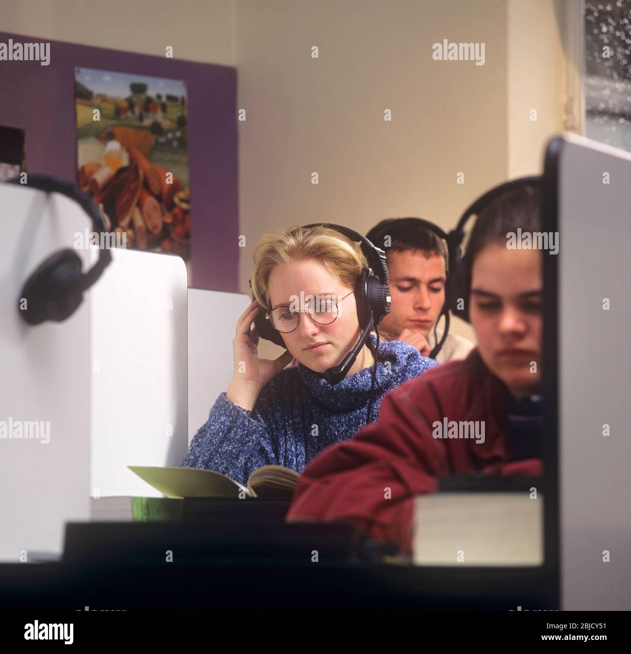 Senior School group 15-17 years 10th grade in language laboratory ...