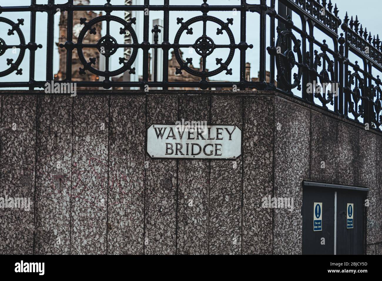 Waverly Bridge Street name sign. Named after Edinburgh Waverley railway ...