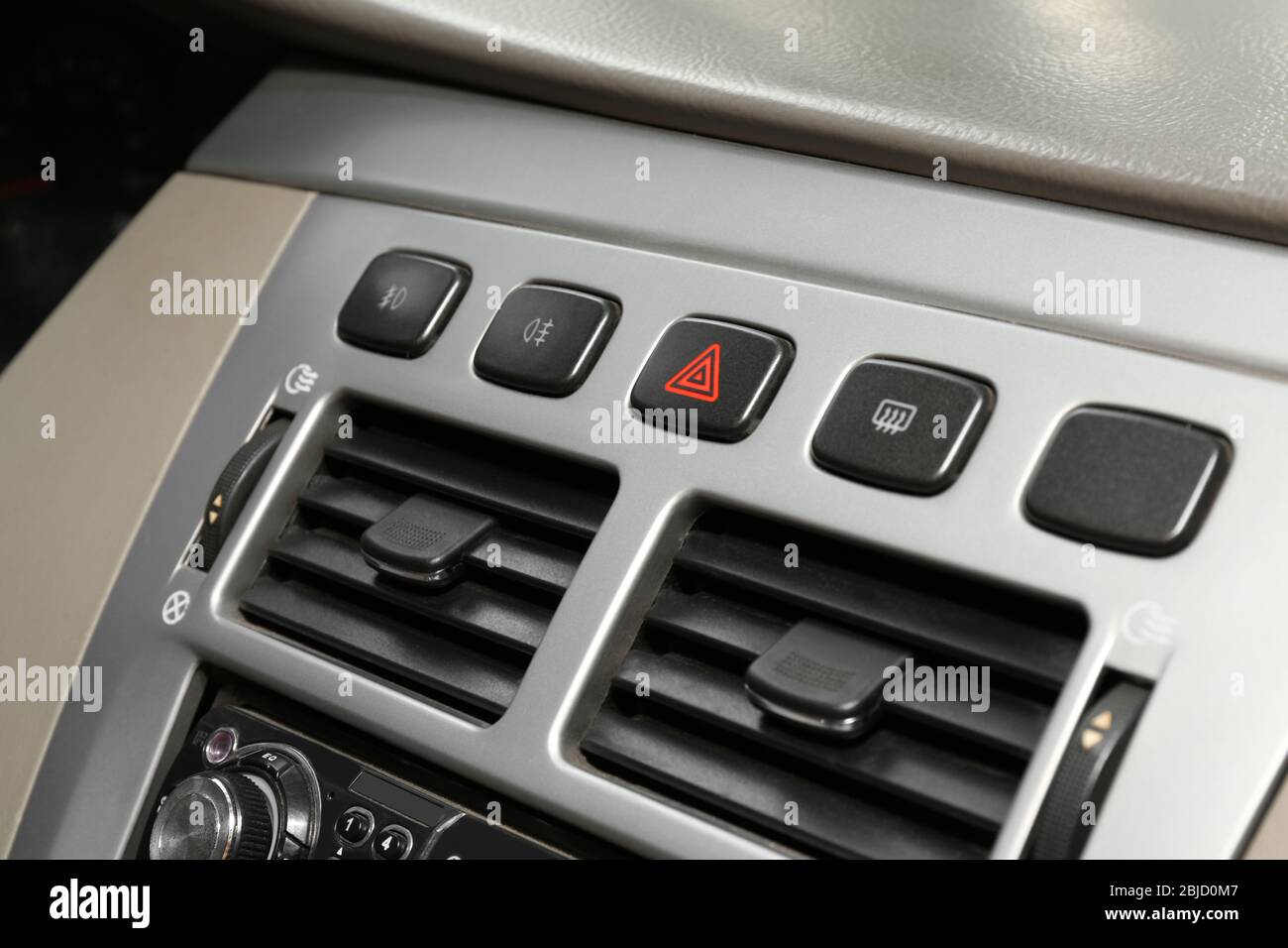 Emergency warning button on car console, closeup Stock Photo - Alamy