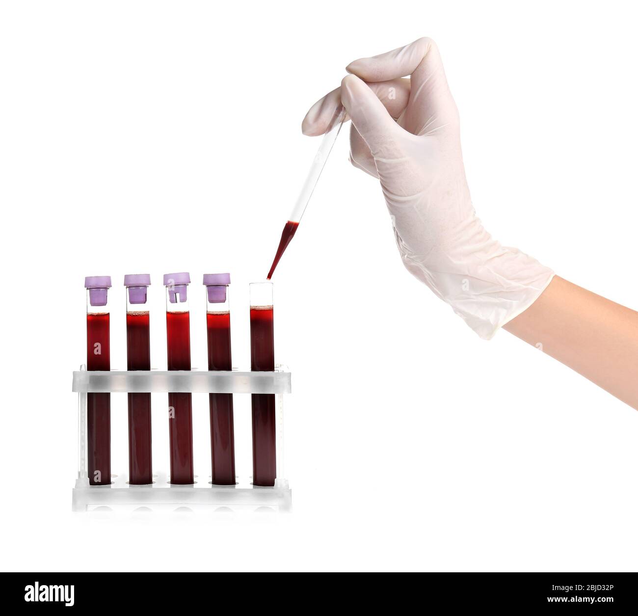 Laboratory worker test tubes blood Cut Out Stock Images & Pictures - Alamy