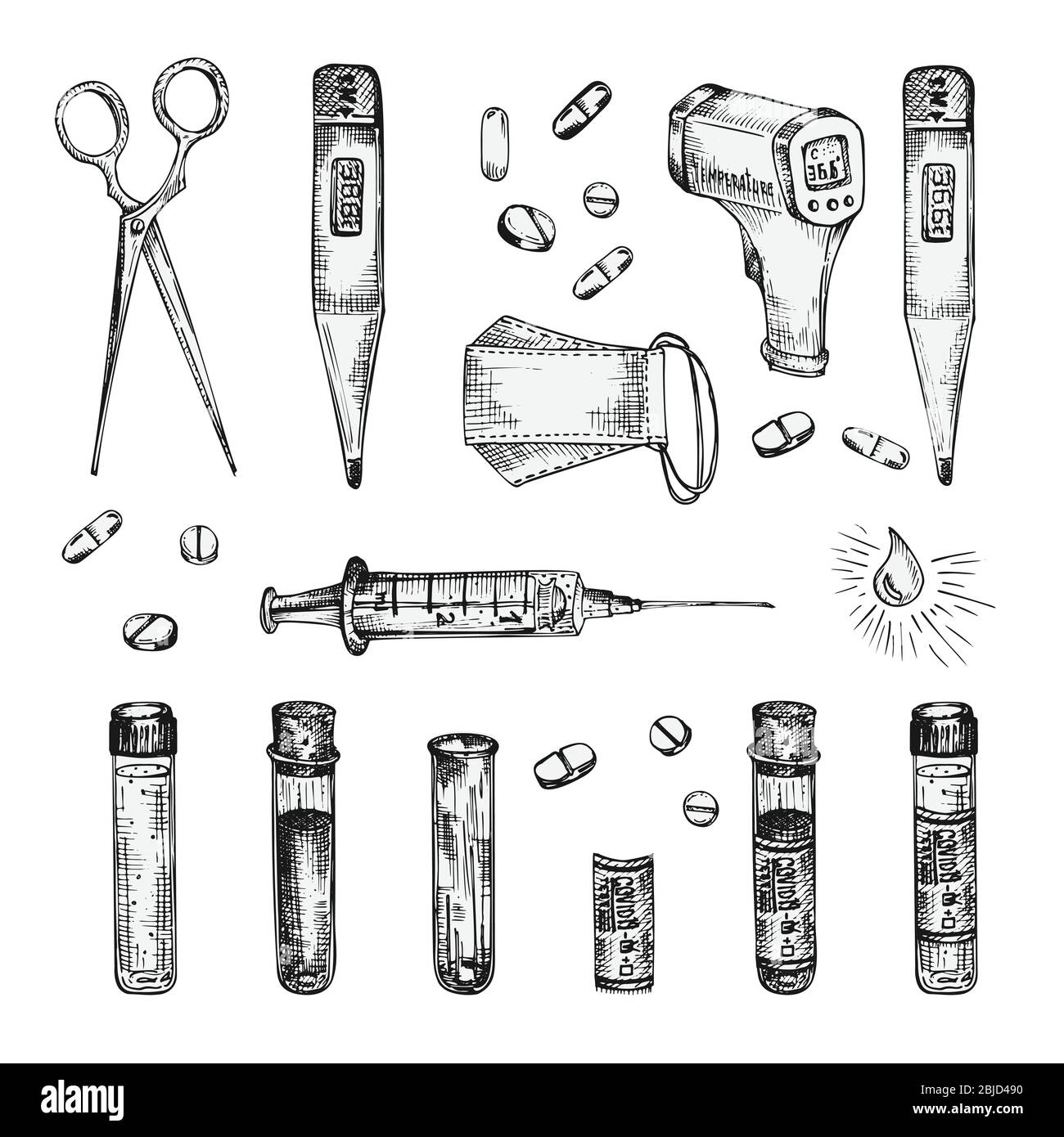 Syringes and scissors Stock Vector Images - Alamy