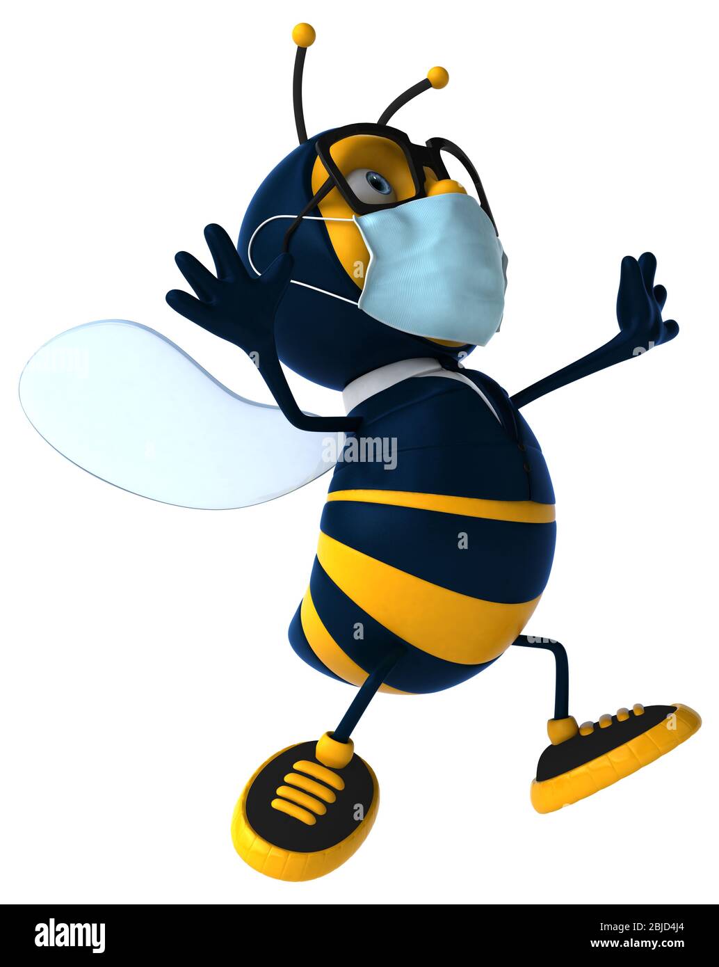 3D Illustration of a cartoon bee with a mask Stock Photo - Alamy