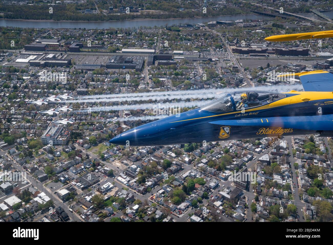 The U.S. Navy Air Demonstration Squadron, the Blue Angels, fly over ...