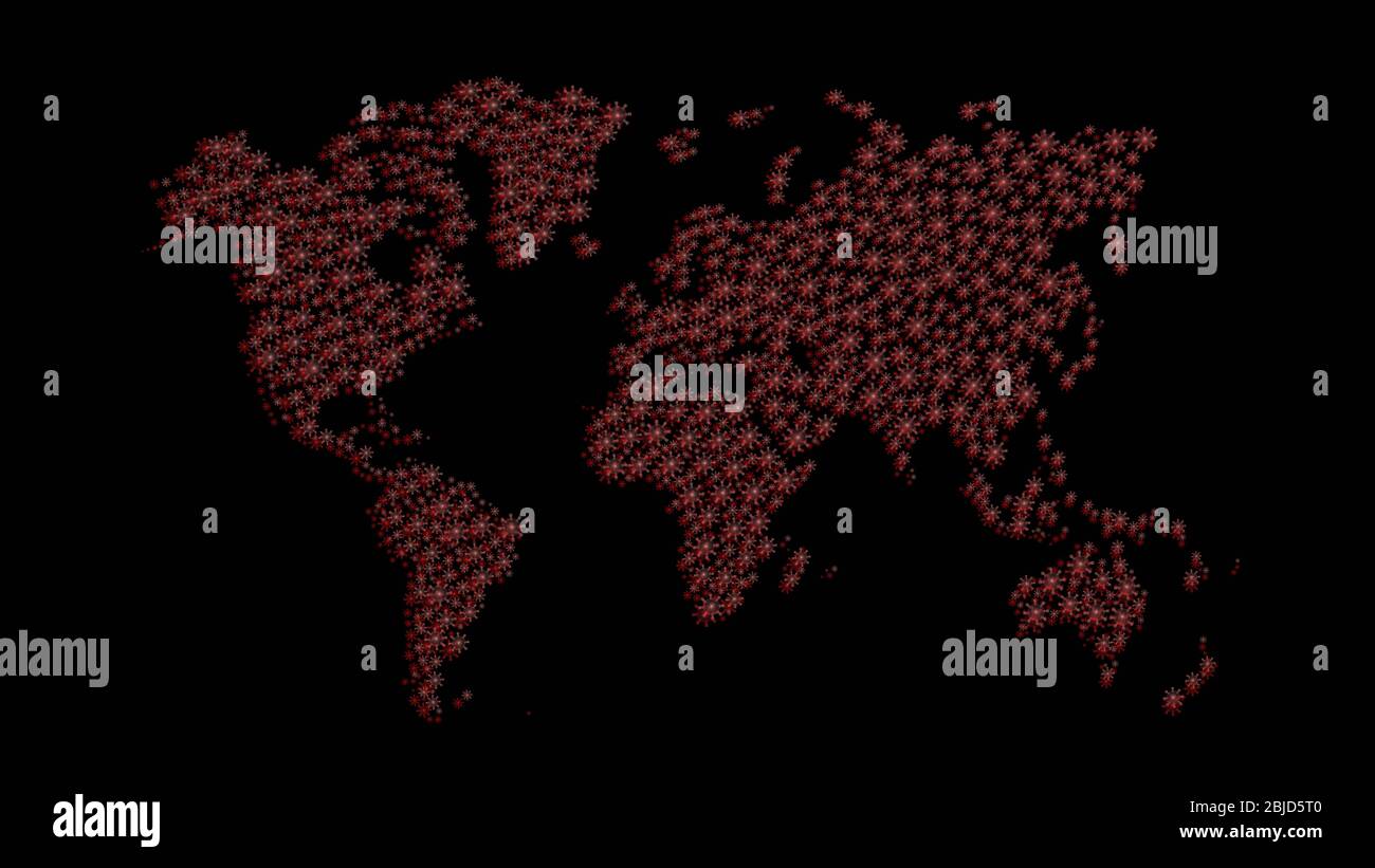 World map made with red virus. Pandemic, coronavirus concept. 3D render ...