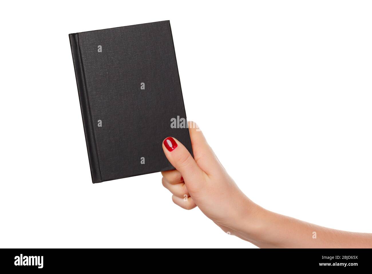 Notebook in hand. Isolated on white background Stock Photo - Alamy