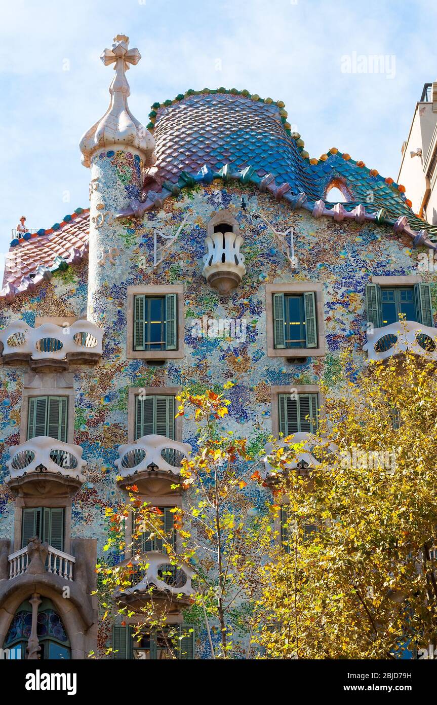Barcelona, Spain - September 19, 2014: Exterior of the Casa Batllo ...