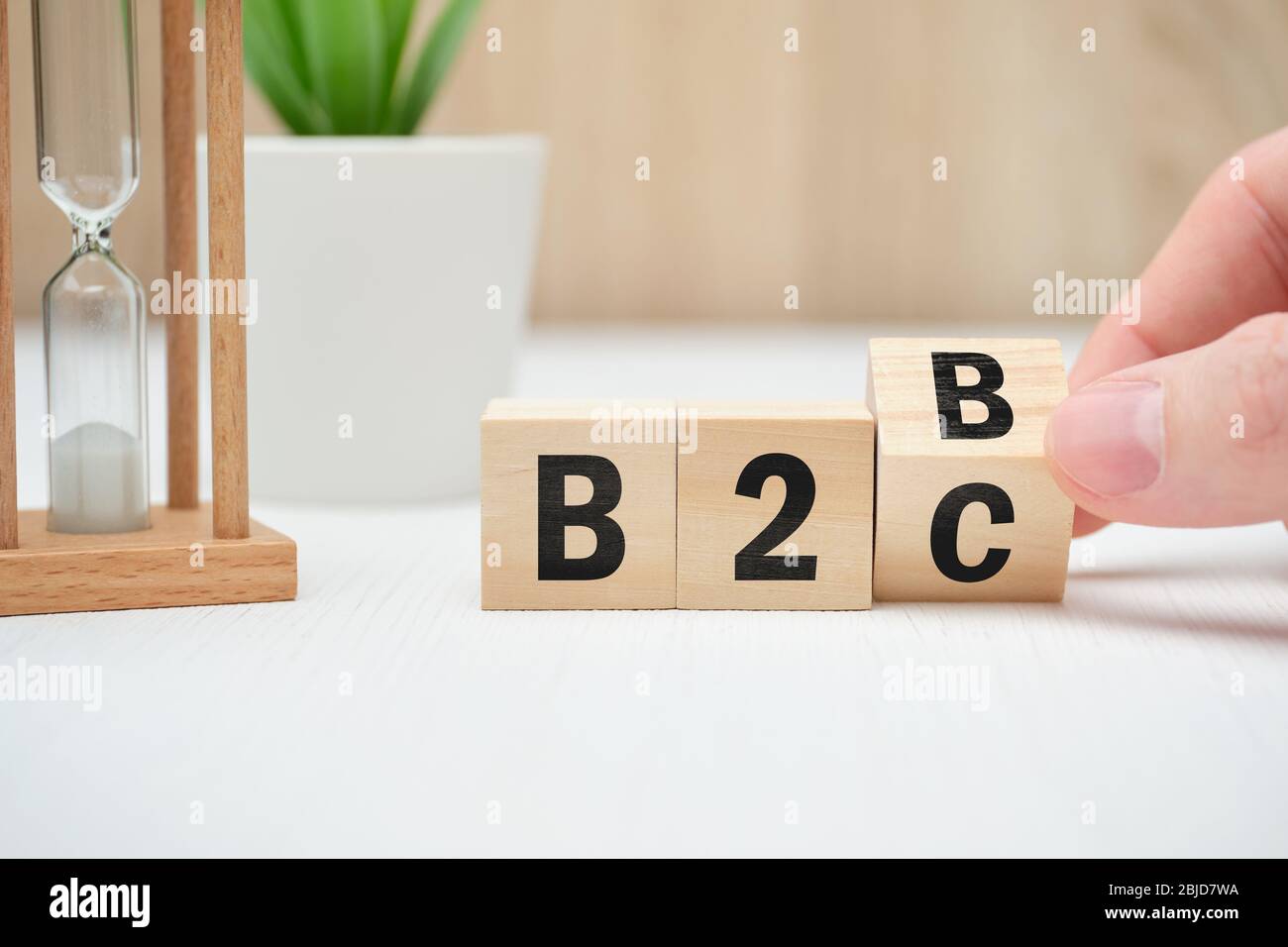 Business model concept b2b and b2c on wooden blocks. Close up Stock ...