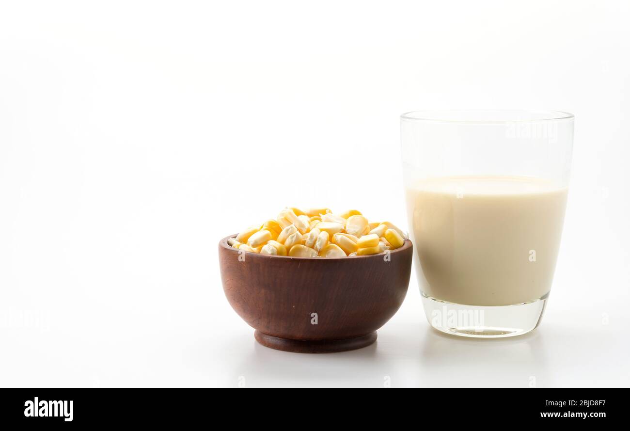 corn milk on white background Stock Photo - Alamy