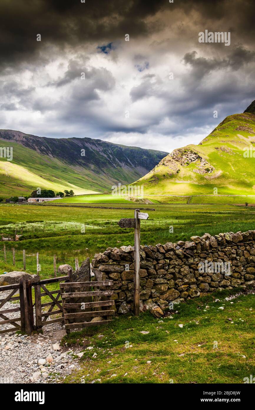 Gatesgarth Farm with Fleetwith Pike on the right, in the Lake District ...