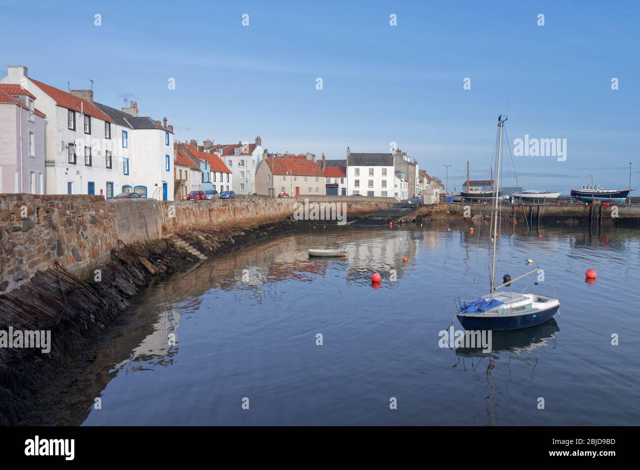 Shot looking along the harbour in the picturesque village of Cellardyke ...