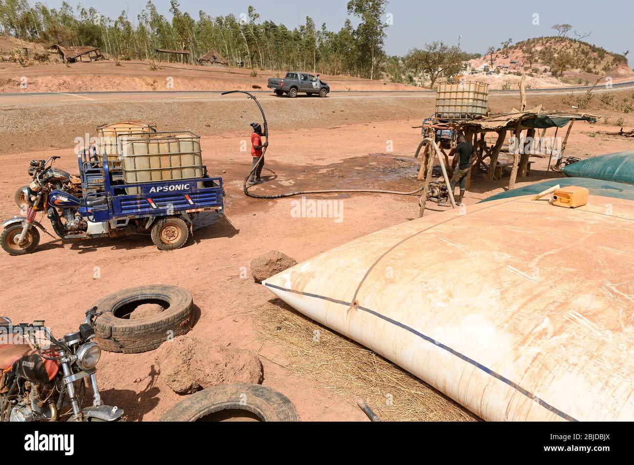 MALI, Kayes, Sadiola, water storing and filling station, water is ...
