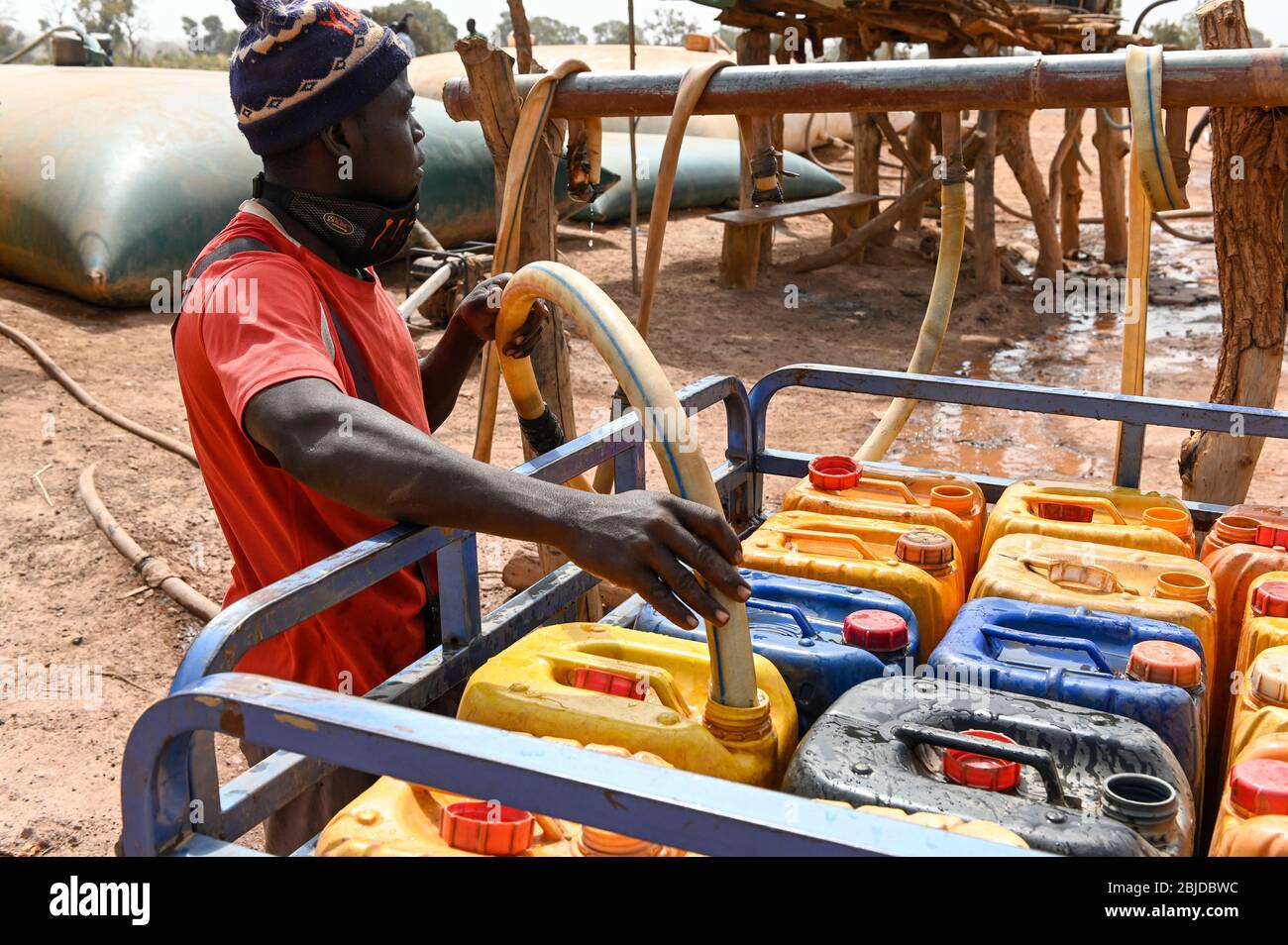 MALI, Kayes, Sadiola, water storing and filling station, water is ...