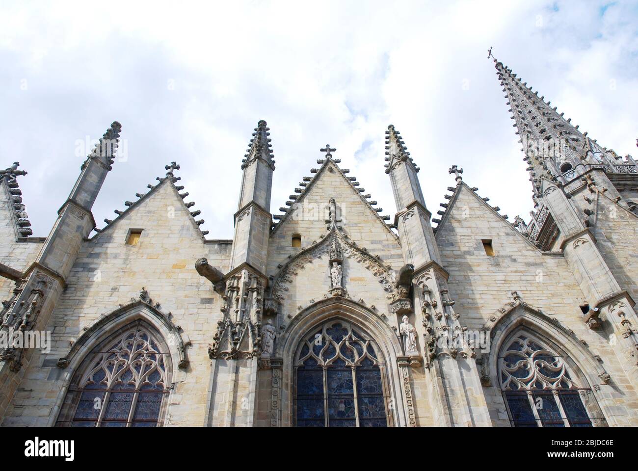 cathedral side view of the architecture with facade and windows in ...