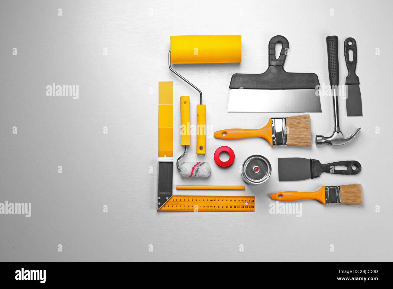 Set of professional decorator equipment on white background Stock Photo ...