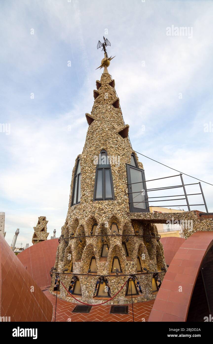 Barcelona, Spain - September 20, 2014: Design of the roof of Palace ...