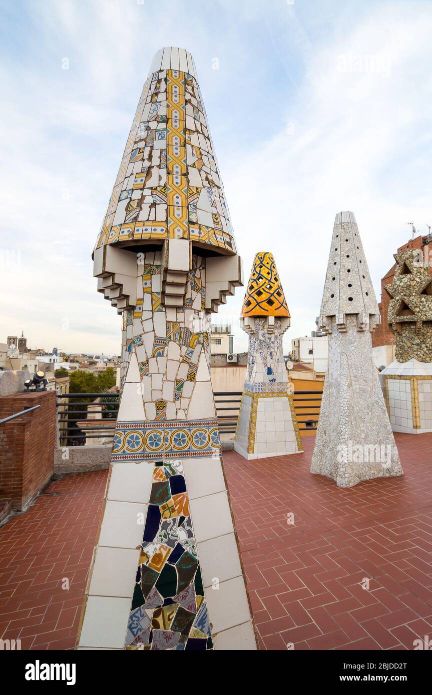 Barcelona, Spain - September 20, 2014: Design of the roof of Palace ...