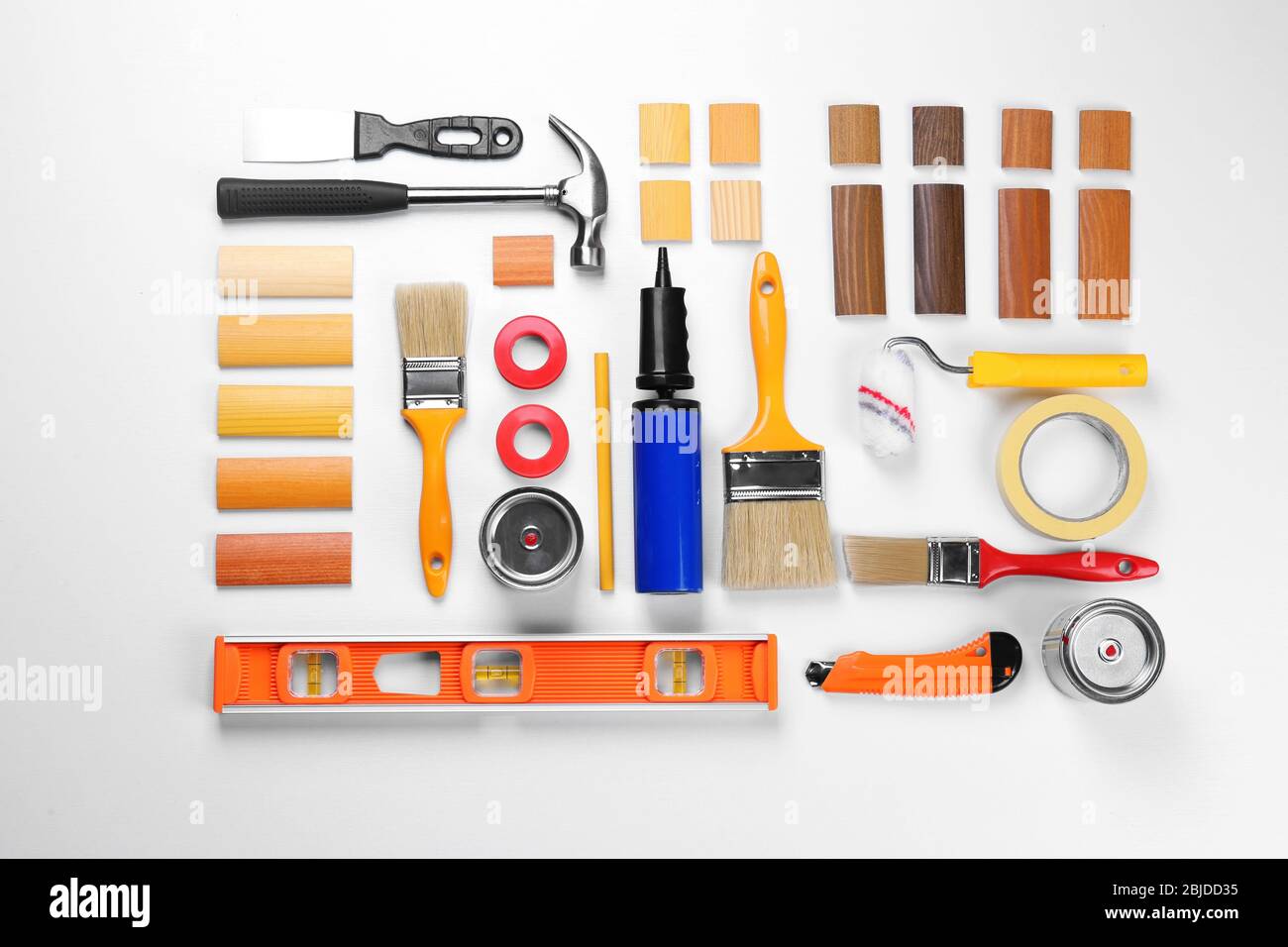 Set of professional decorator equipment on white background Stock Photo ...