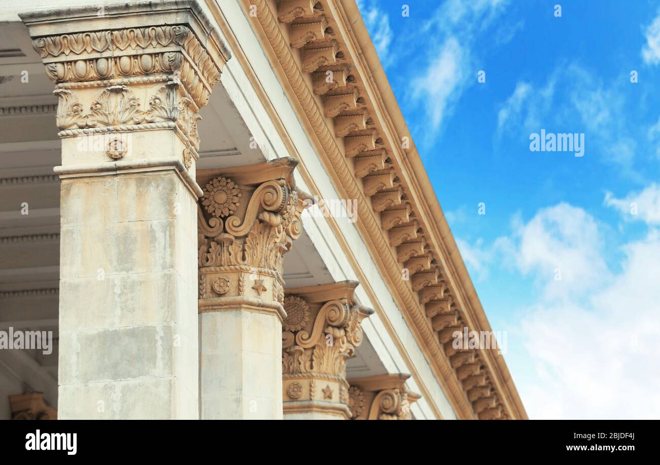 Closeup of building with columns in neoclassical style Stock Photo - Alamy