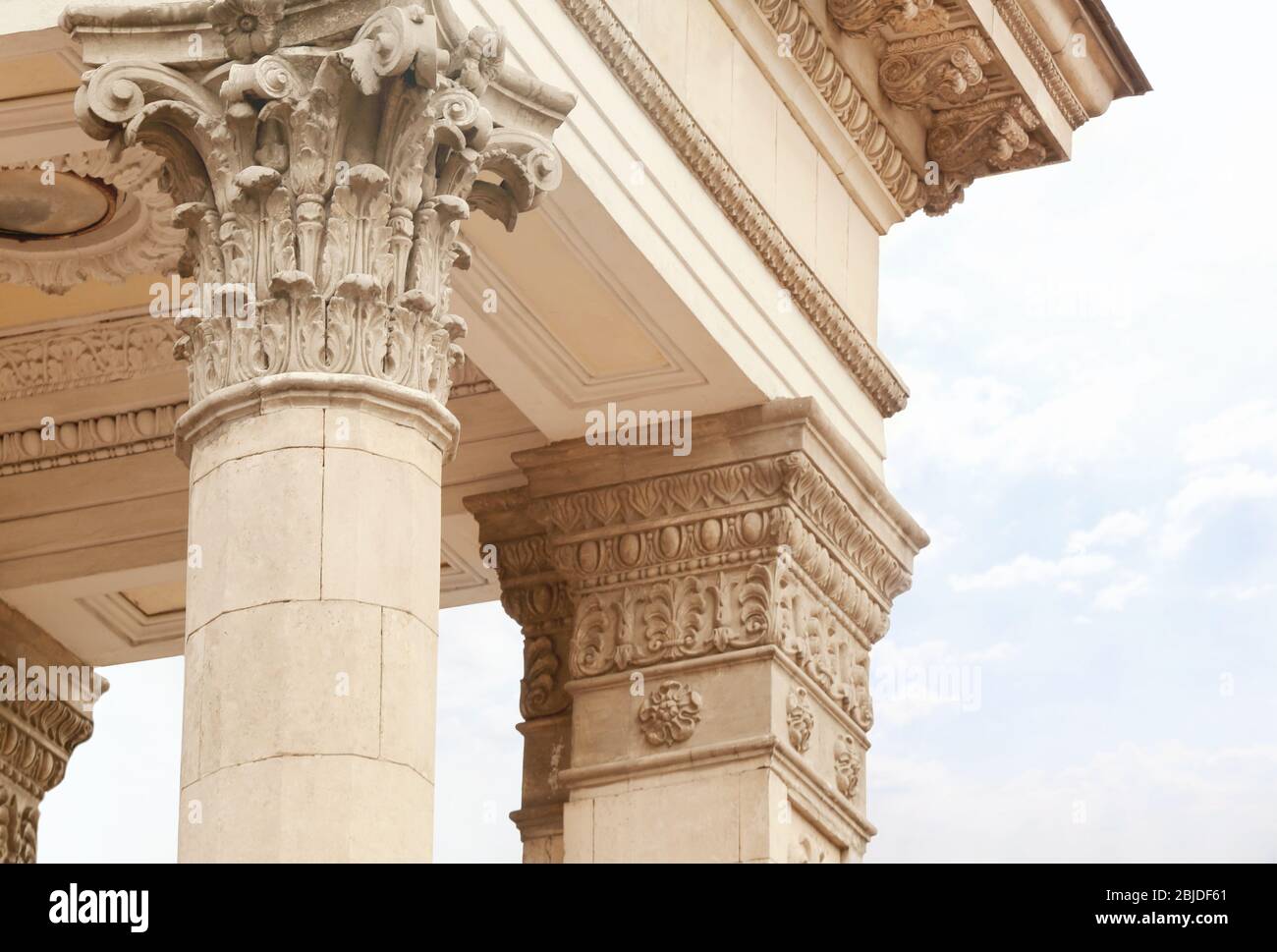 Closeup of building with columns in neoclassical style Stock Photo - Alamy